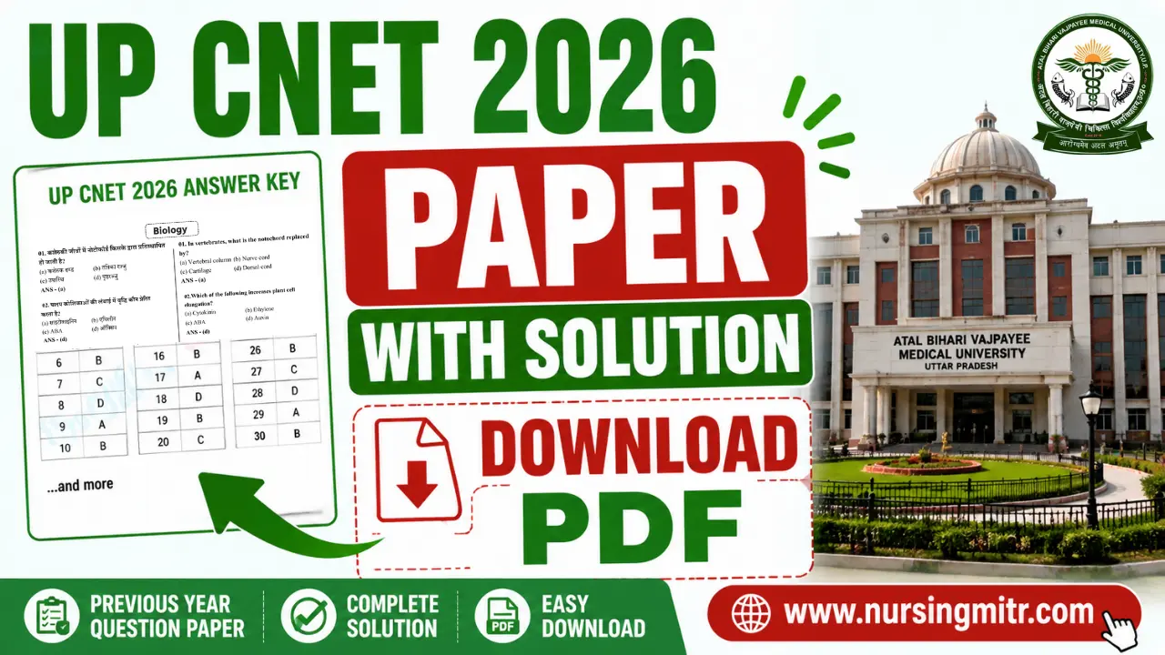 Uttarakhand GNM Previous Year Question Paper PDF Download 2025, 2024 ...